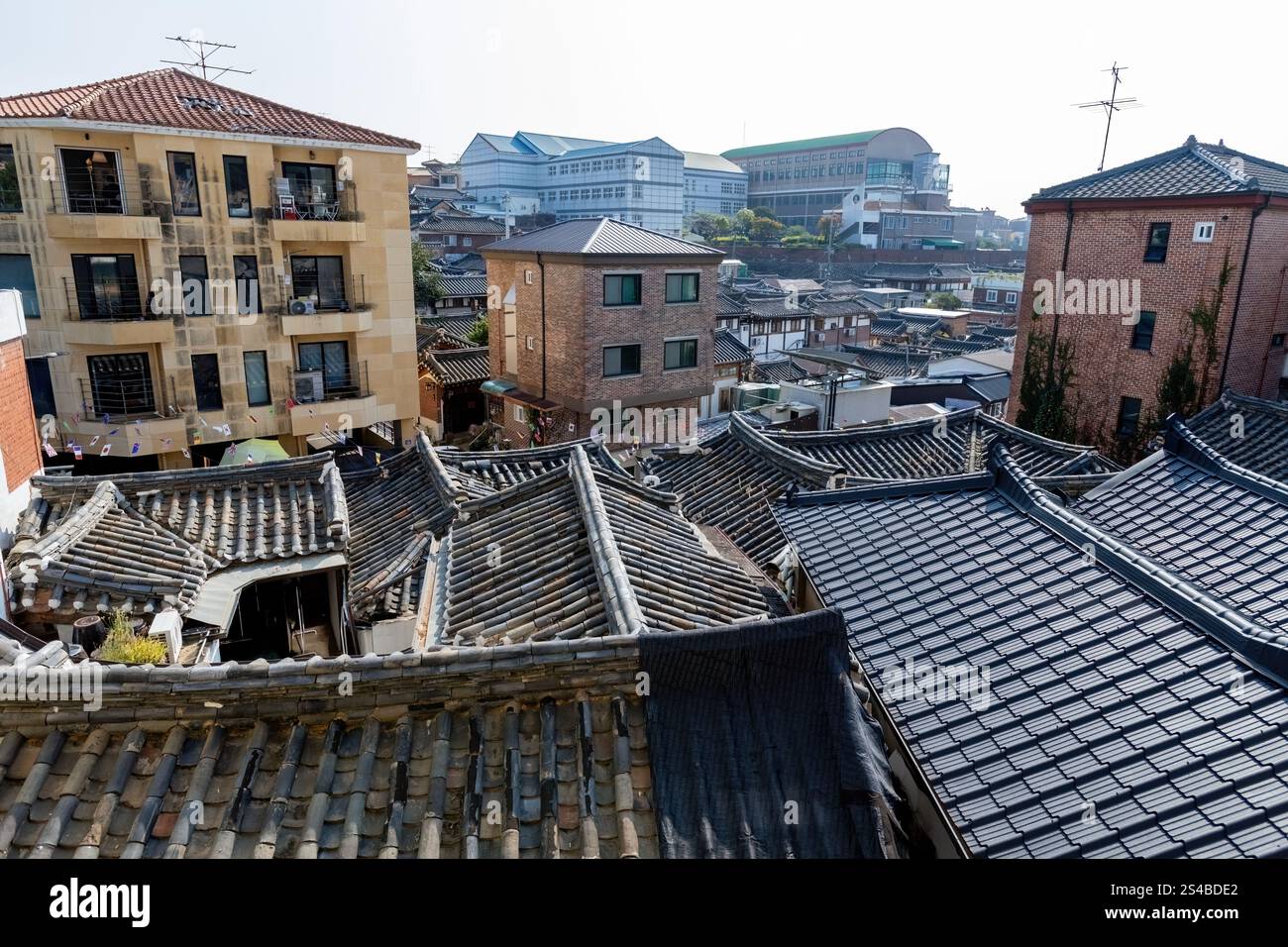 Traditional Korean architecture old houses and street view at Bukchon ...