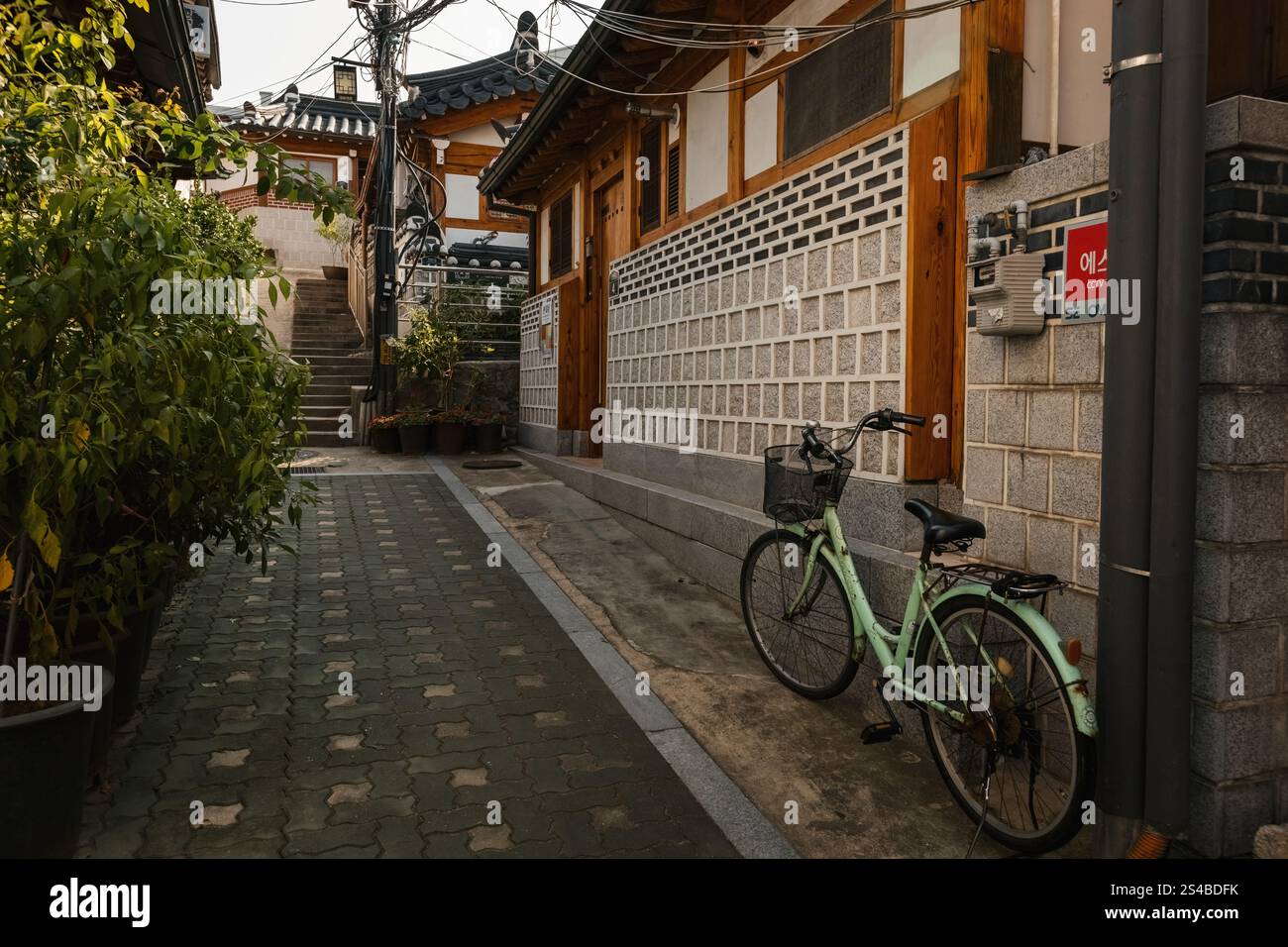 Traditional Korean architecture old houses and street view at Bukchon ...