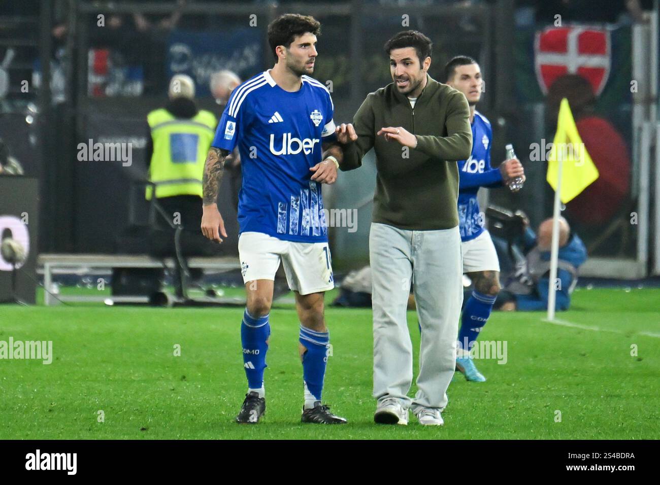 Rome, Italy. 10th Jan, 2025. Patrick Cutrone of Como (L) and Como head coach Cesc Fabregas seen ...