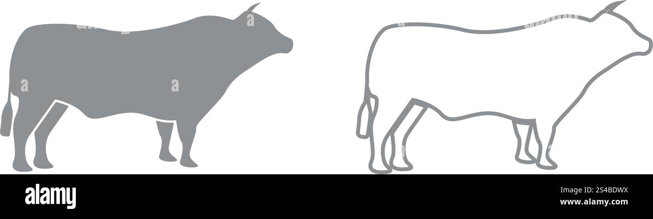 Bull grey set icon Stock Vector Image & Art - Alamy