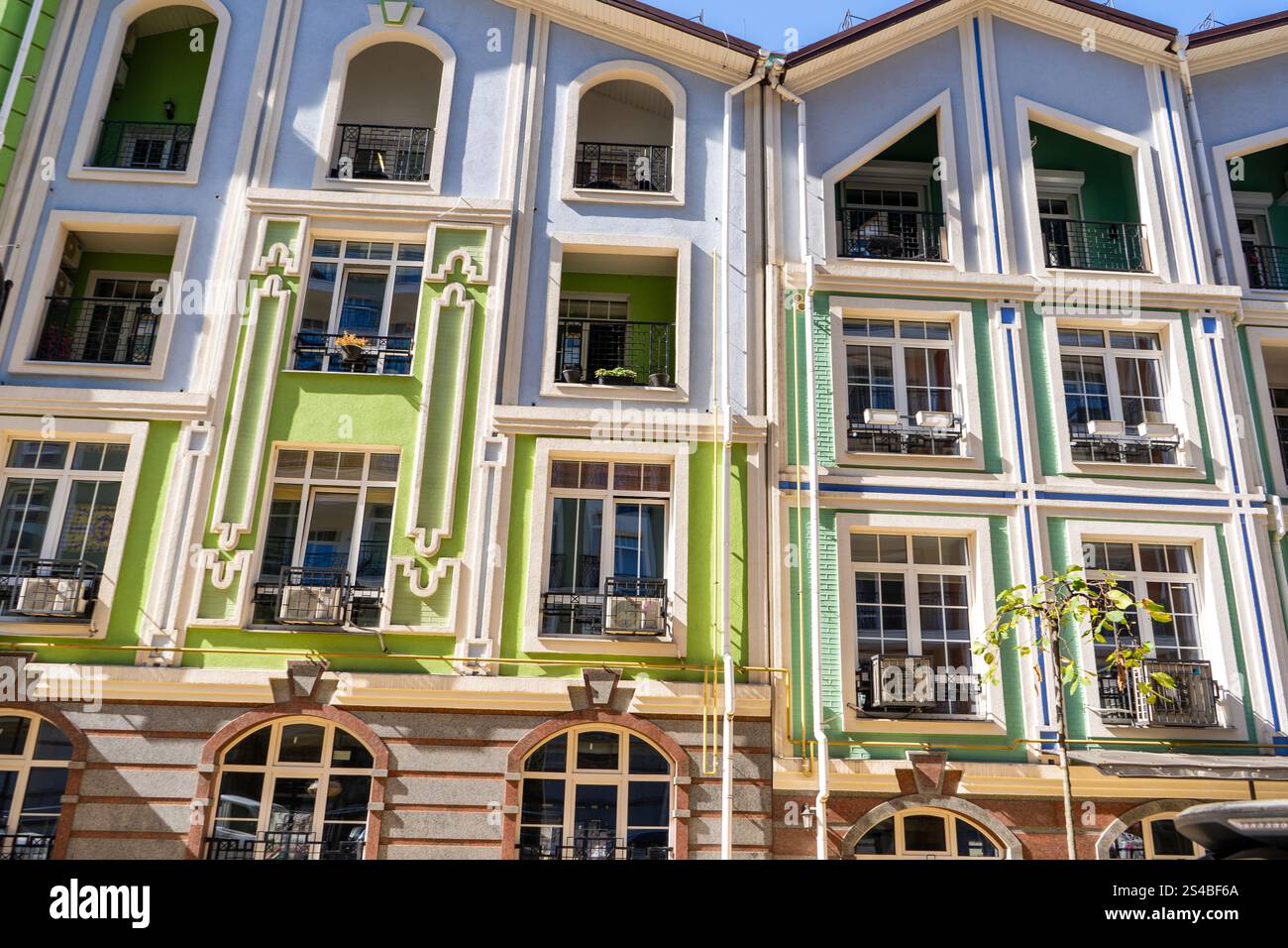 Multicolor modern exterior of Houses Buildings facade. Bright ...