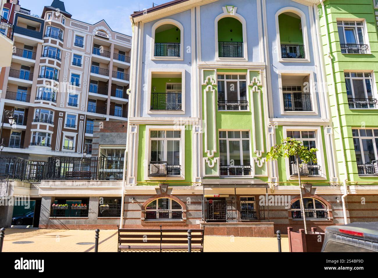 Multicolor modern exterior of Houses Buildings facade. Bright ...