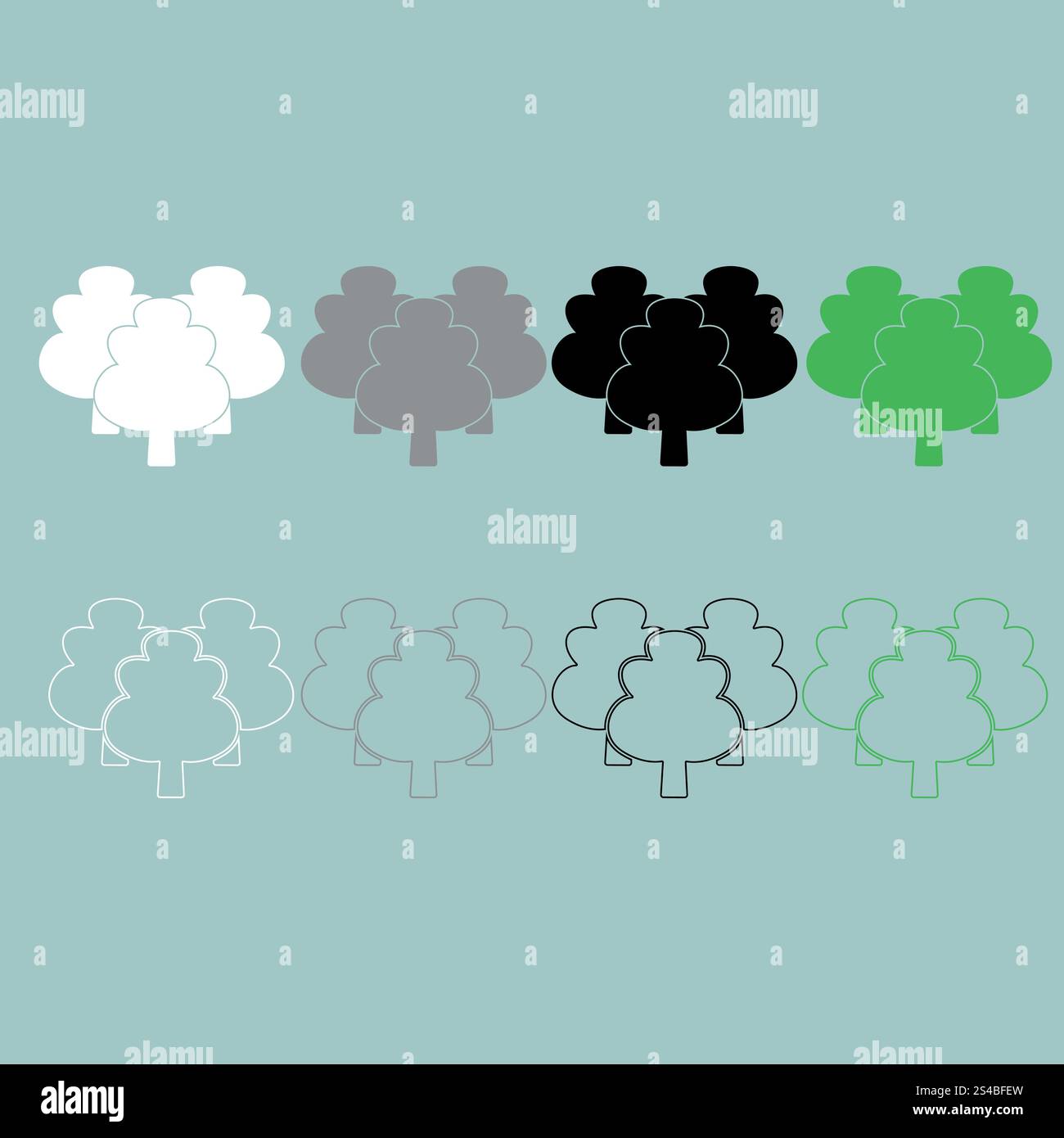 Three tree green black grey white icon.. Three tree green black grey ...