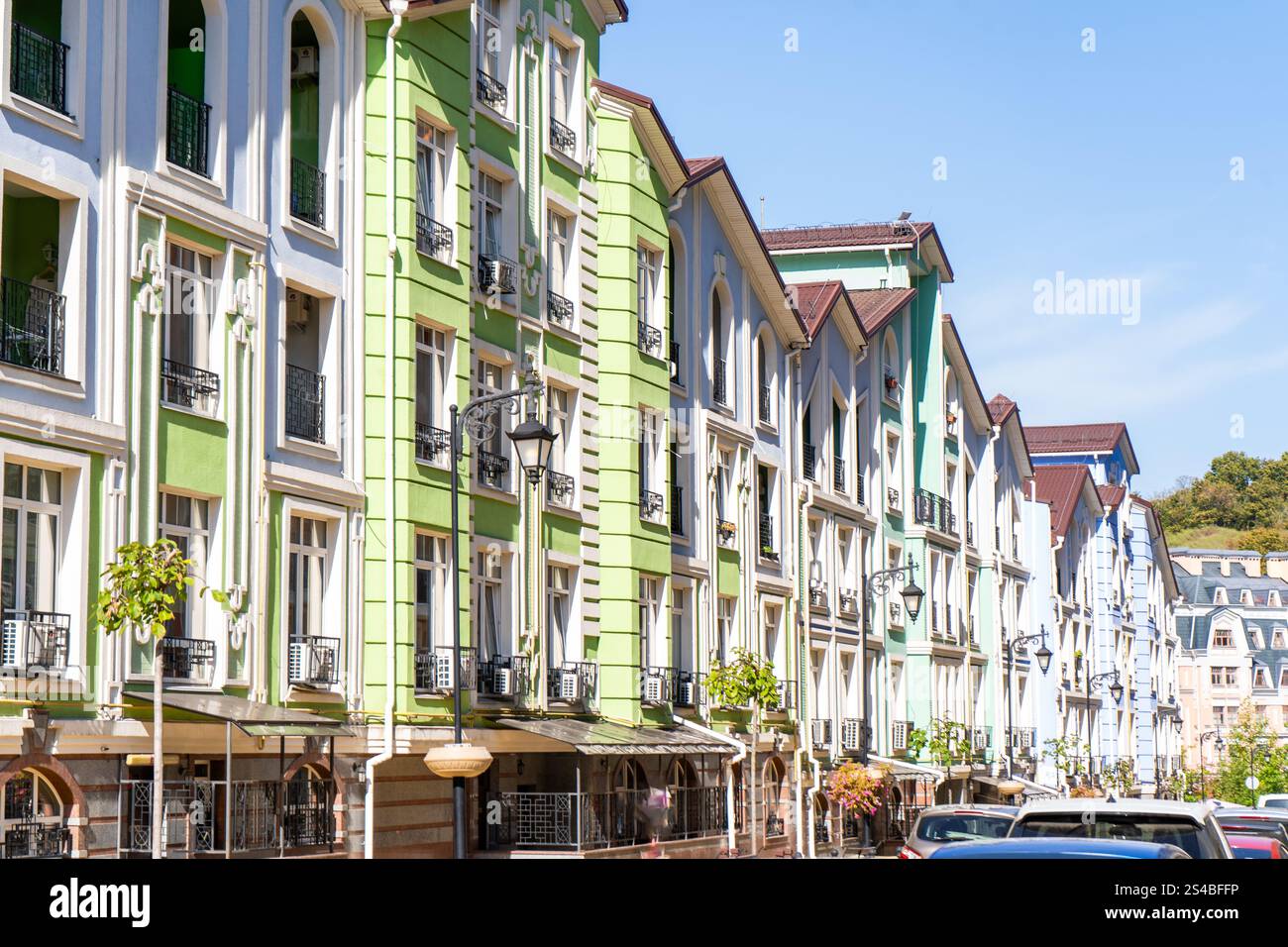 Multicolor modern exterior of Houses Buildings facade. Bright ...