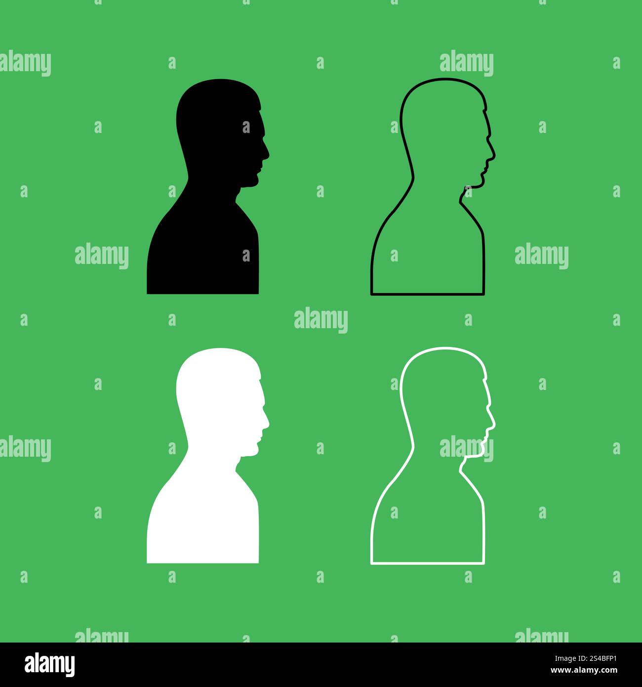 Profile side view portrait icon Black and white color set . Profile ...