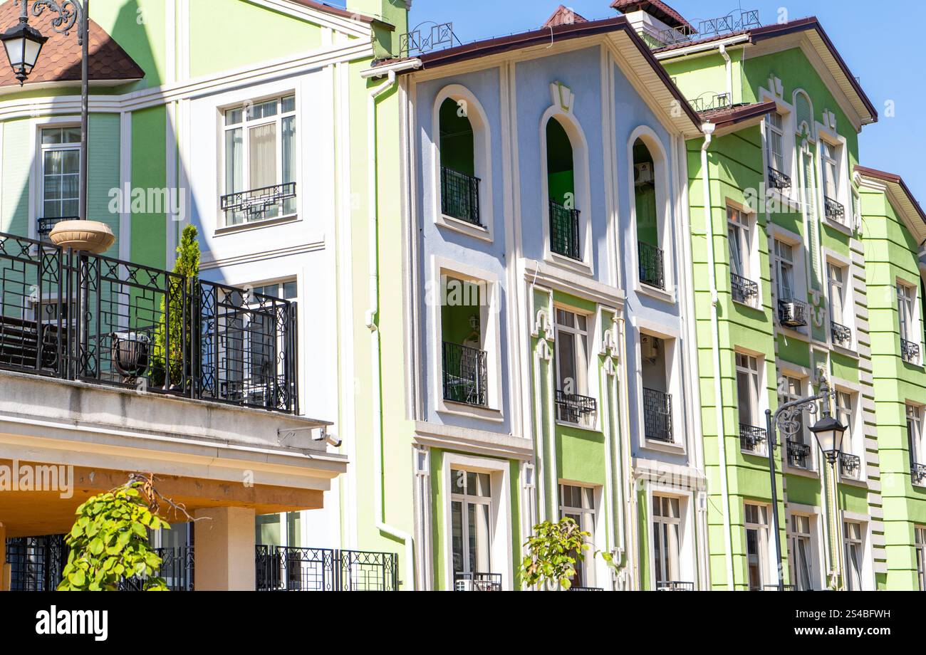 Multicolor modern exterior of Houses Buildings facade. Bright ...