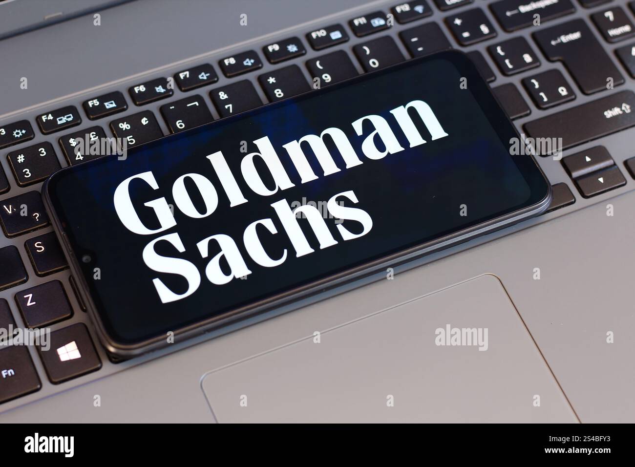 Canada. 11th Jan, 2025. In this photo illustration, the Goldman Sachs logo is seen displayed on ...