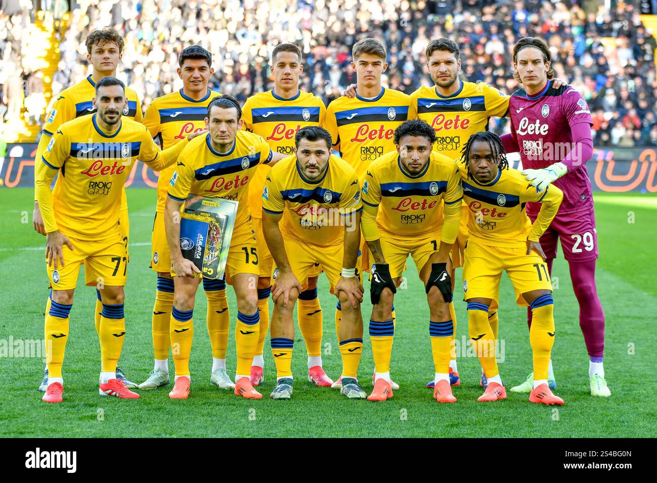 Udine, Italy. 11th Jan, 2025. The Atalanta line-up during Udinese Calcio vs Atalanta BC, Italian ...