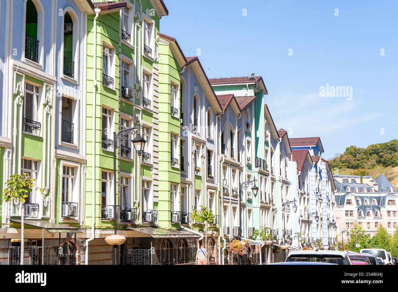 Multicolor modern exterior of Houses Buildings facade. Bright ...
