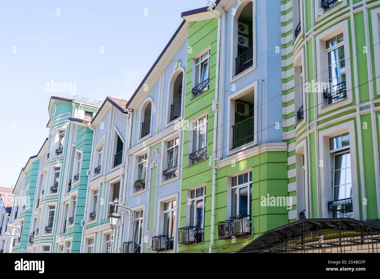 Multicolor modern exterior of Houses Buildings facade. Bright ...