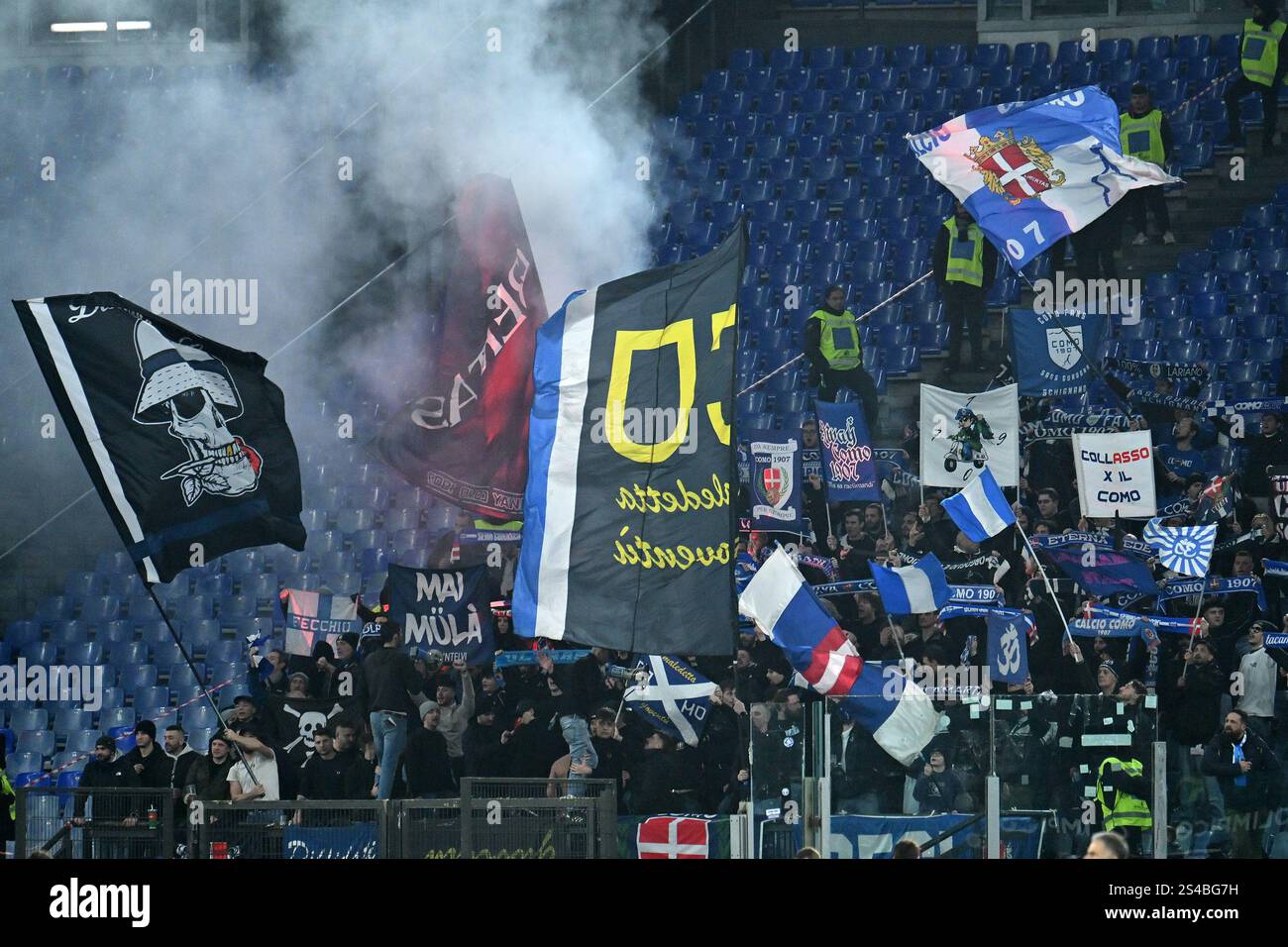 Rome, Italy. 10th Jan, 2025. Como fans seen during the Serie A match ...