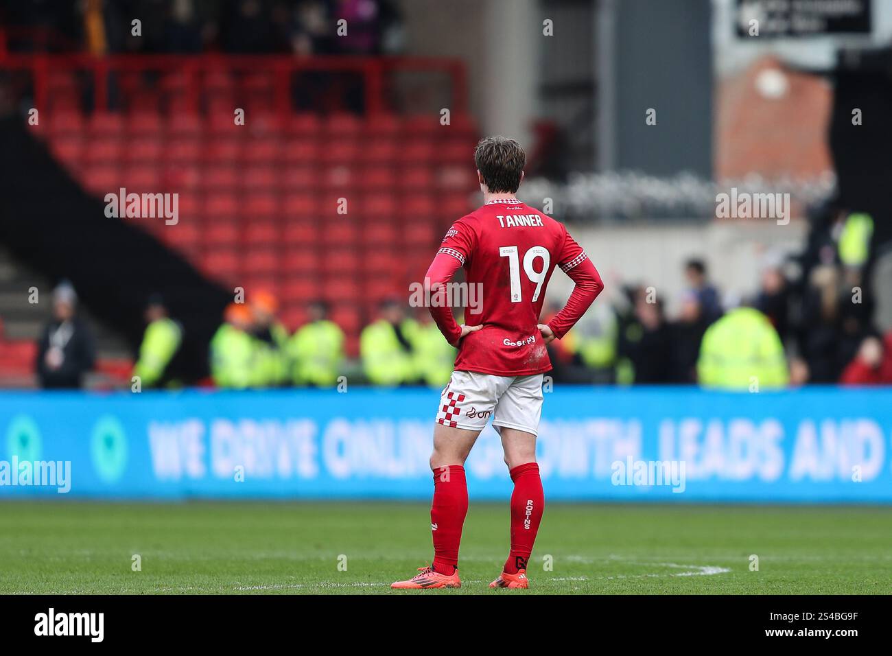 Bristol, UK. 11th Jan, 2025. George Tanner of Bristol City reacts to ...