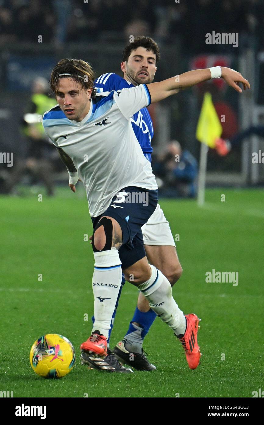 Rome, Italy. 10th Jan, 2025. Luca Pellegrini of SS Lazio (L) and Patrick Cutrone of Como (R ...