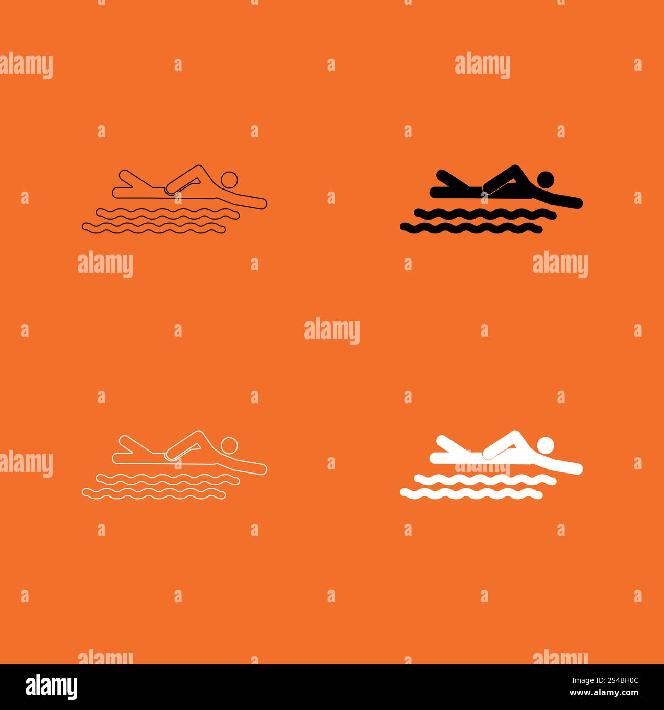 Swimming stick figure pictogram hi-res stock photography and images - Alamy