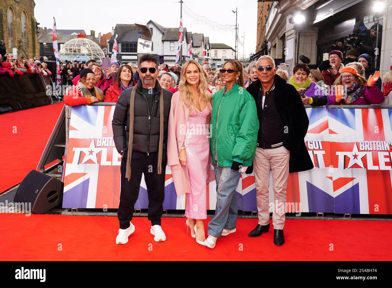 (left to right) judges Simon Cowell, Amanda Holden, Alesha Dixon and Bruno Tonioli, arriving for ...