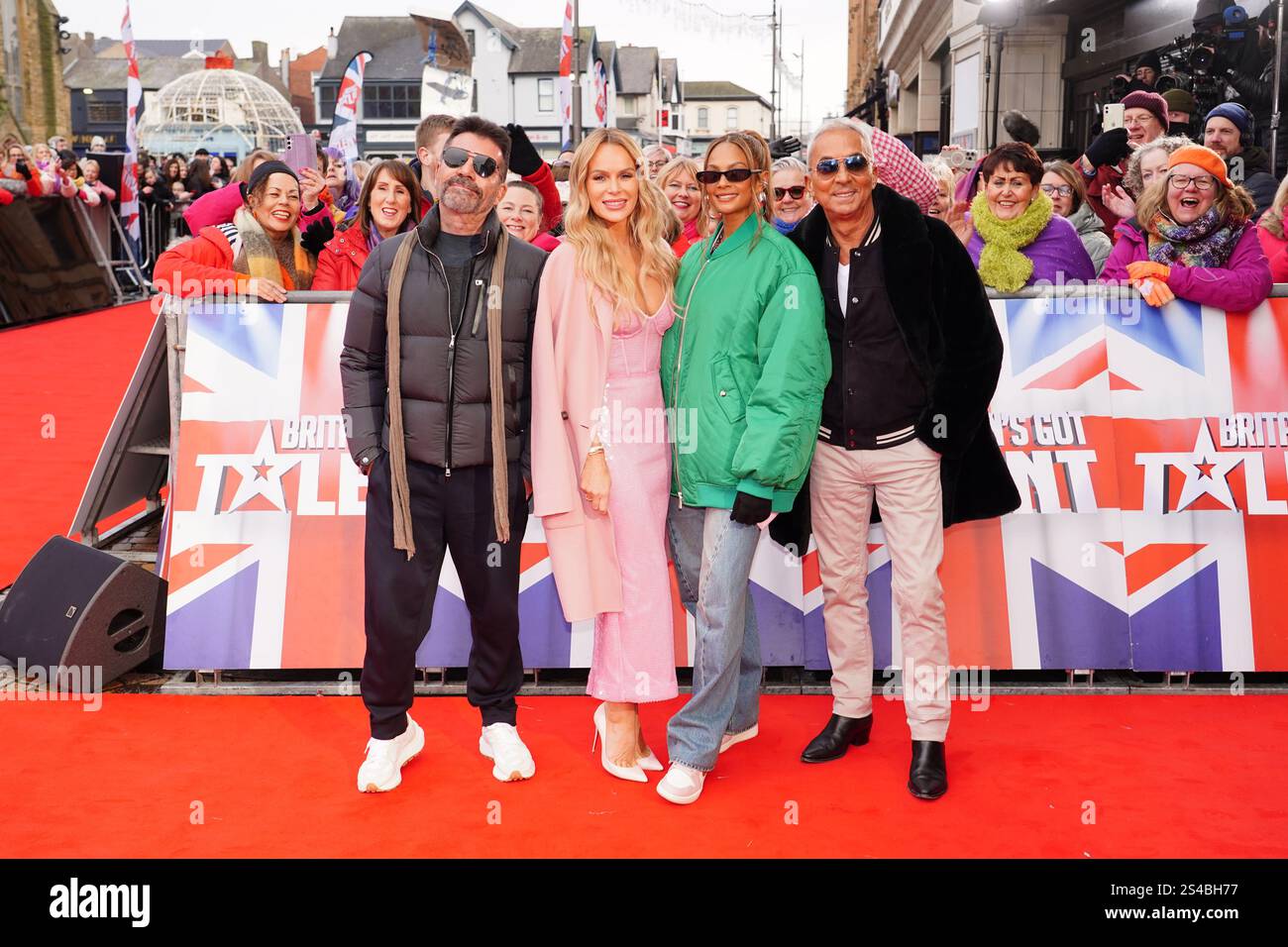 (left to right) judges Simon Cowell, Amanda Holden, Alesha Dixon and Bruno Tonioli, arriving for ...