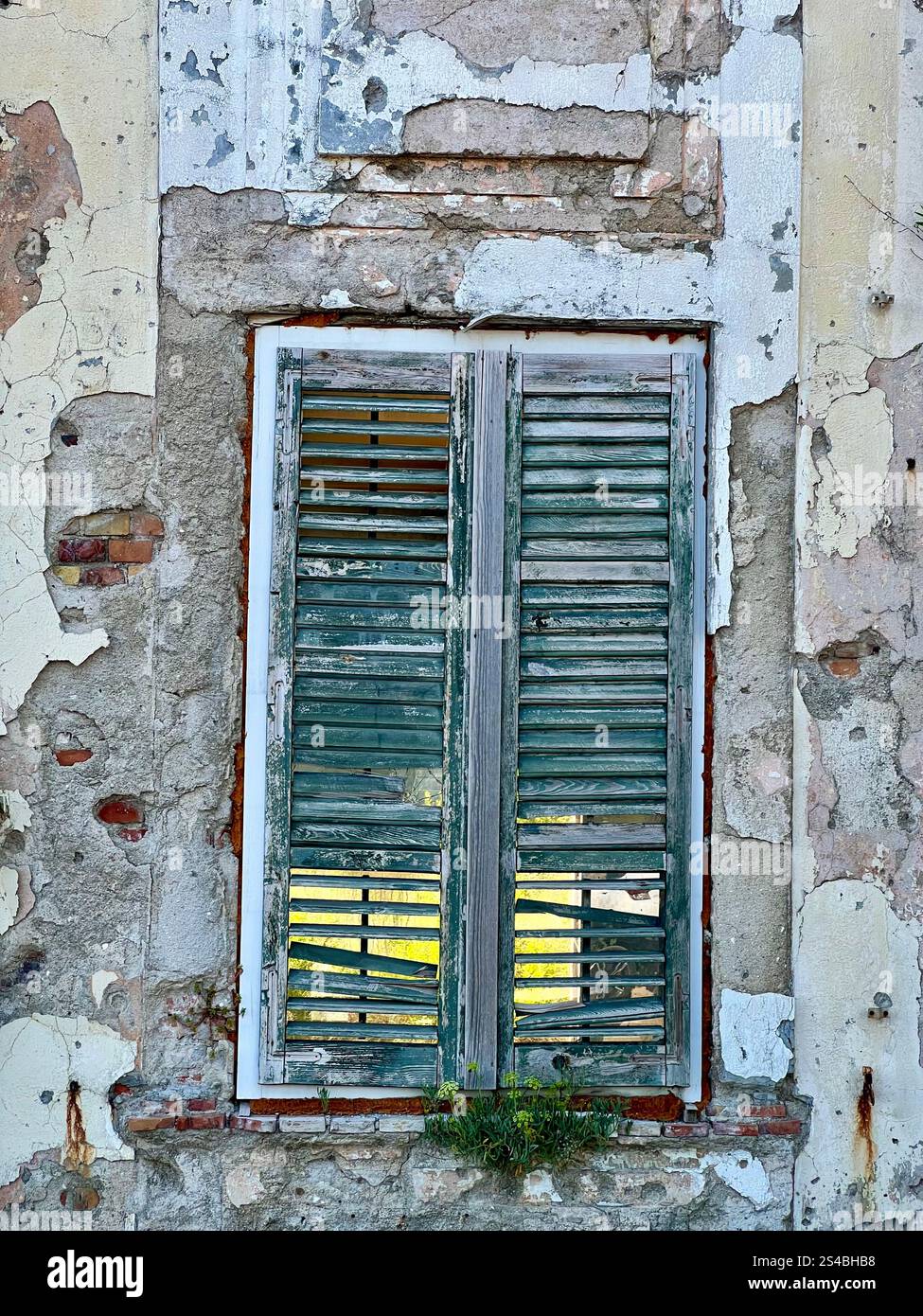 Wooden window shutter in derelict building Stock Photo - Alamy