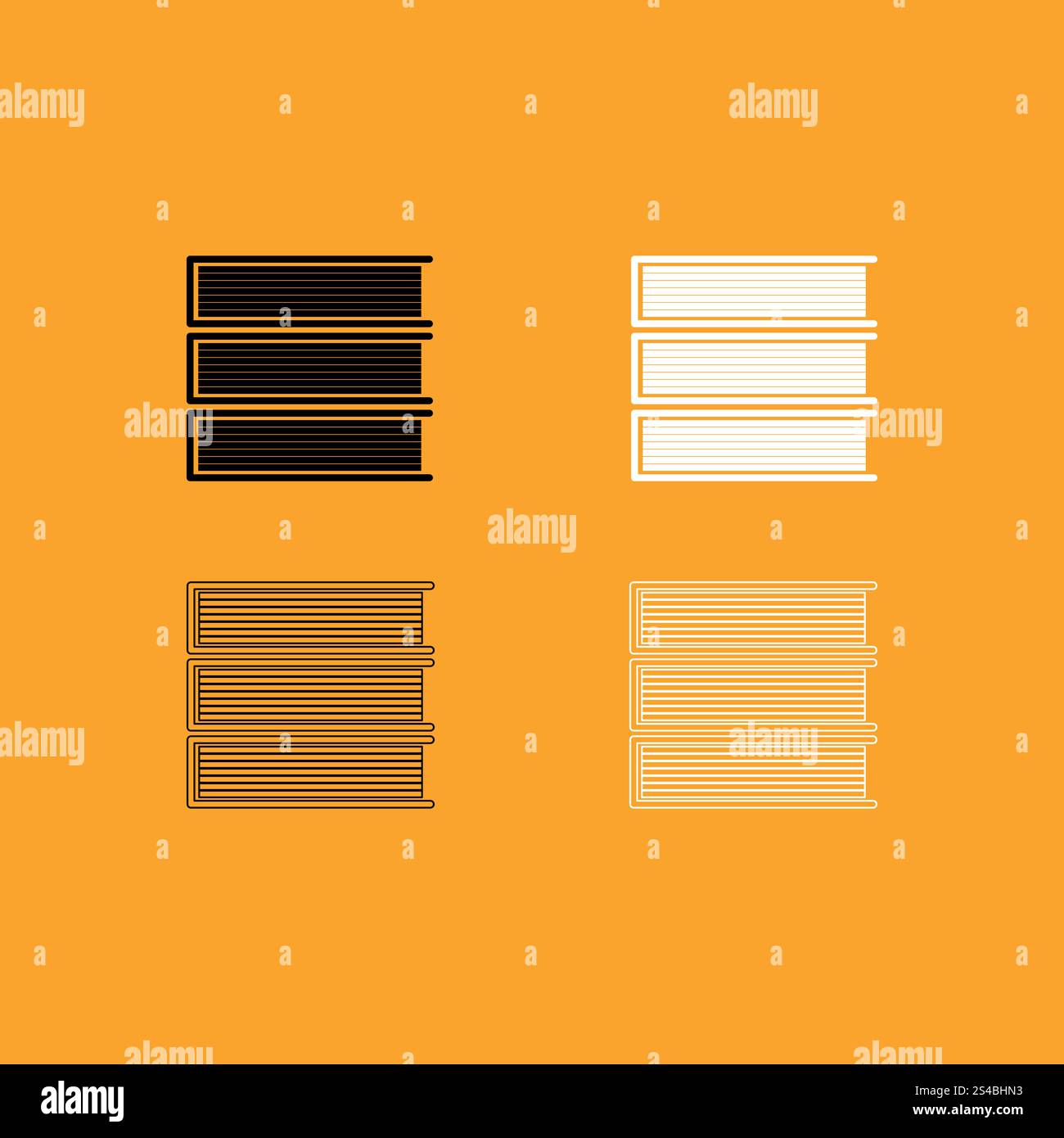 Horizontal stack of books set black and white icon Stock Vector Image ...
