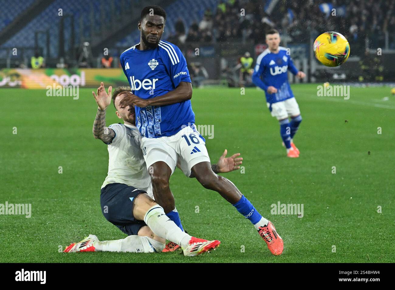 Rome, Lazio. 10th Jan, 2025. Manuel Lazzari of SS Lazio, Alieu Fadera of Como during the Serie A ...