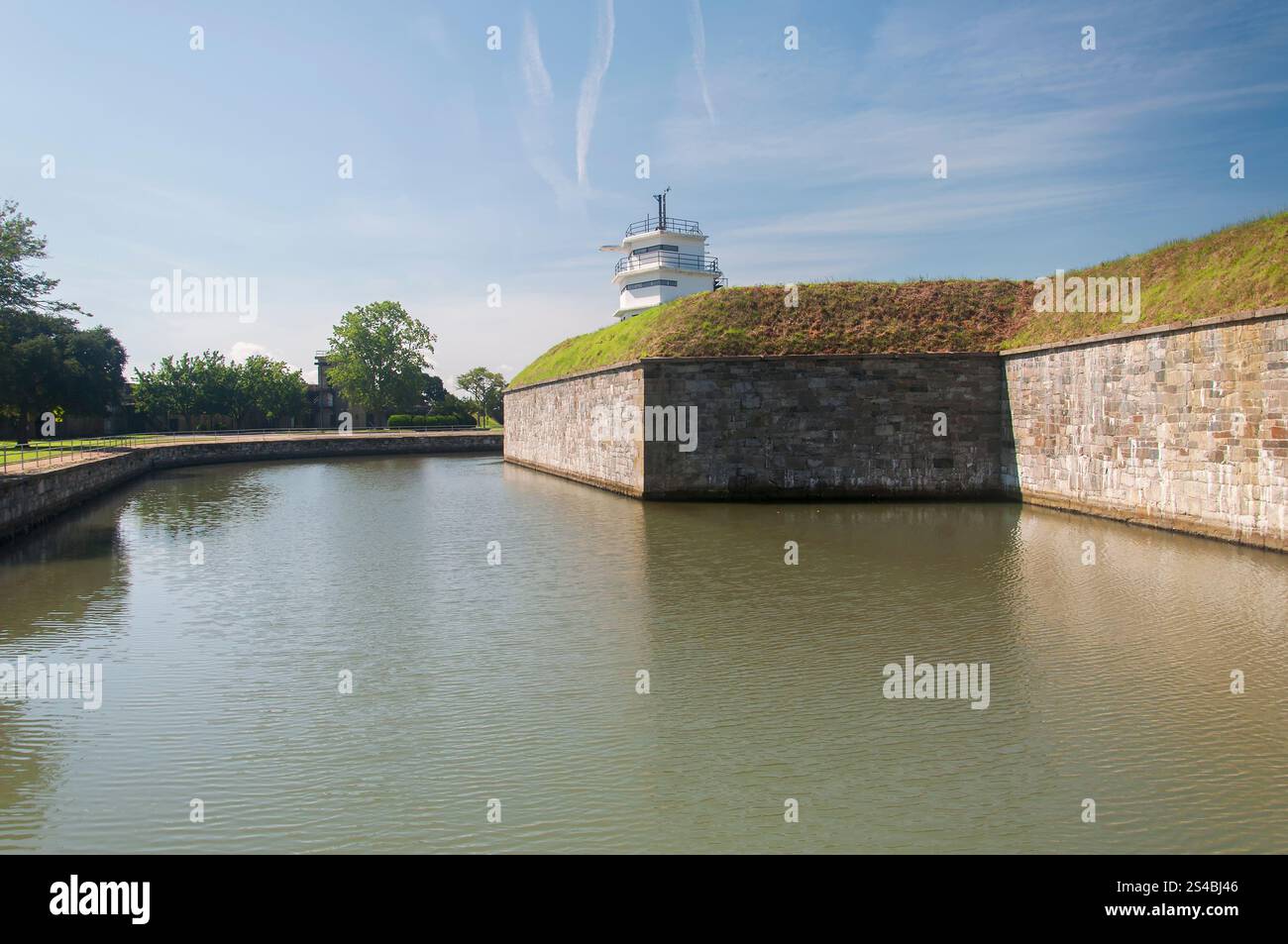 A tower and moat within the historic fort monroe national monument in ...