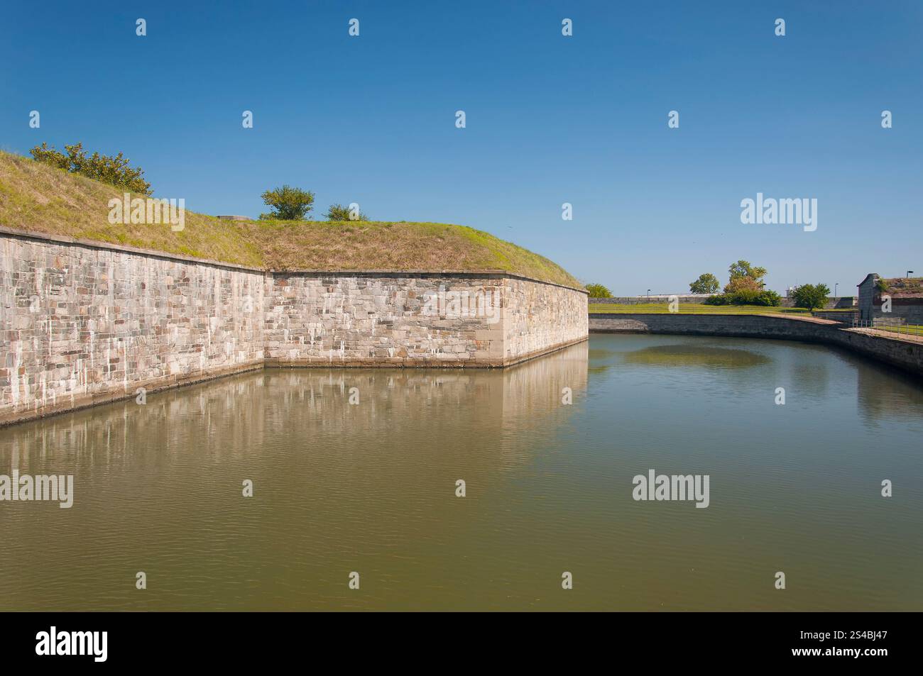 A wall and moat at the historic fort monroe national monument in ...