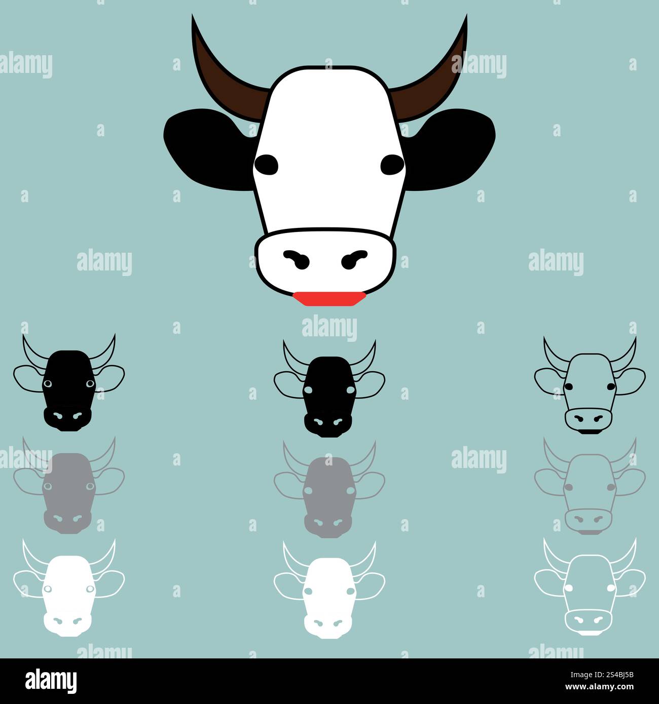 Cow face different colour icon.. Cow face different colour icon set ...