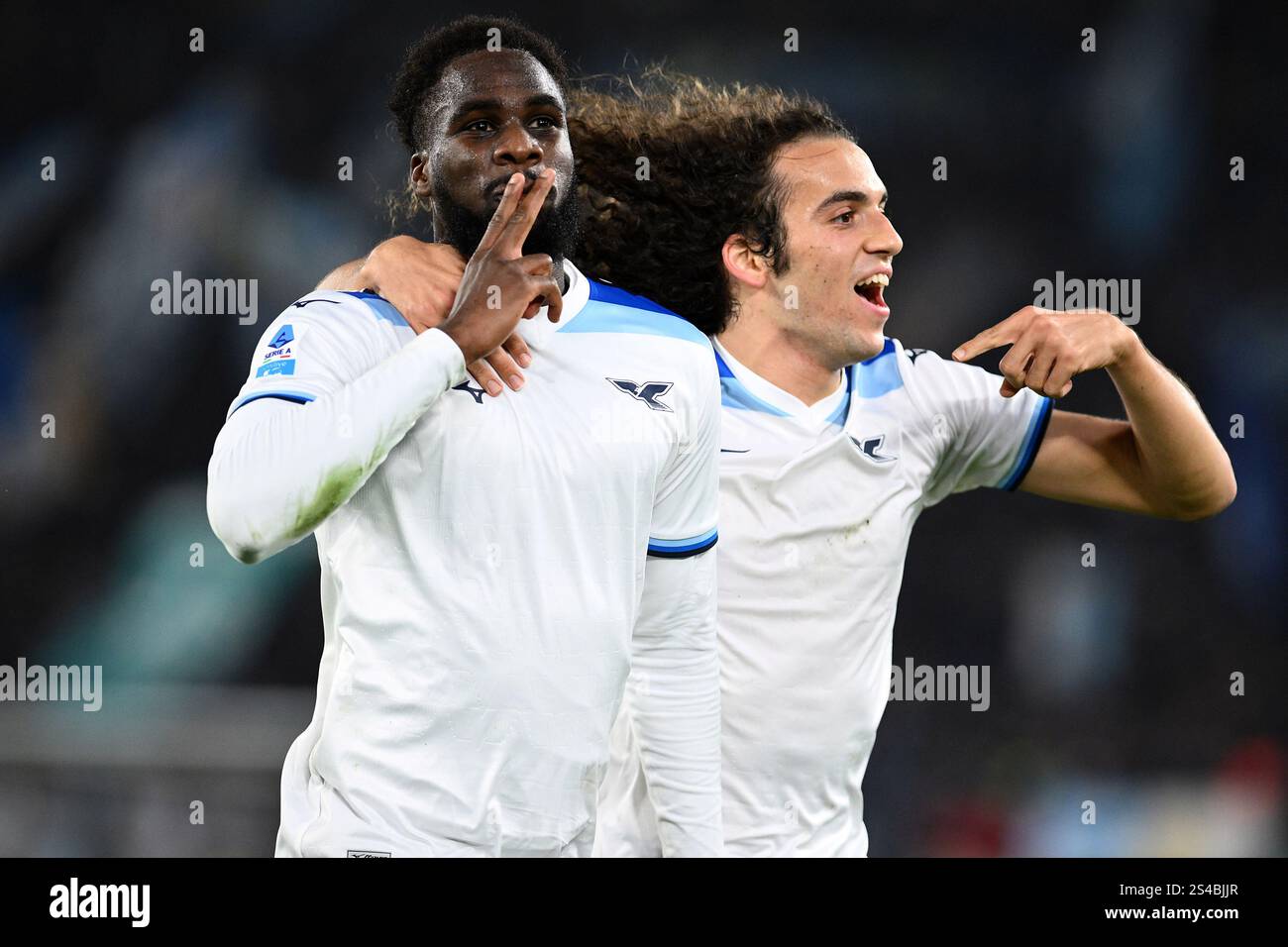 Rome, Italy. 10th Jan, 2025. Boulaye Dia and Matteo Guendouzi of SS Lazio seen celebrating a ...