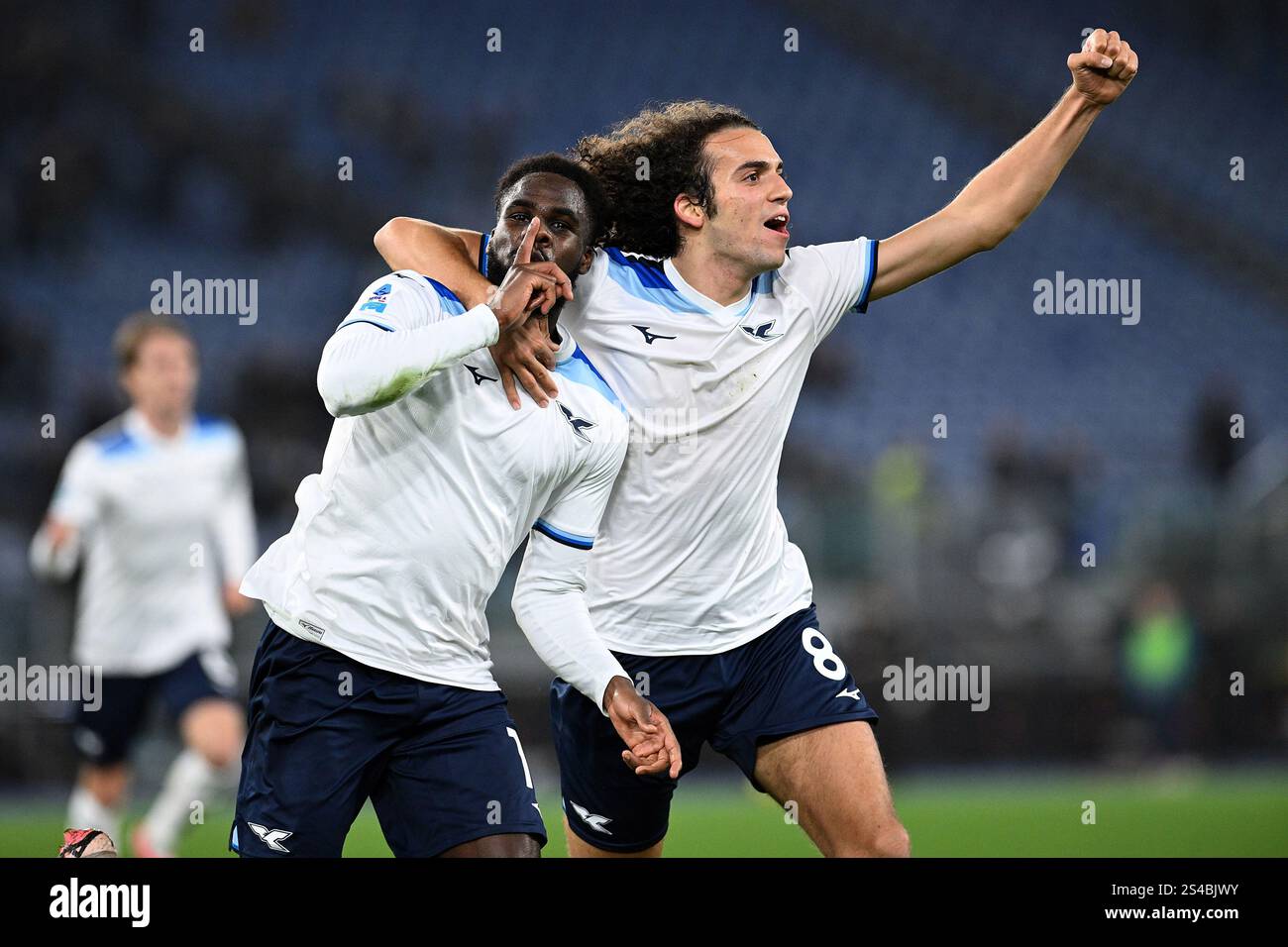 Rome, Italy. 10th Jan, 2025. Boulaye Dia and Matteo Guendouzi of SS Lazio seen celebrating a ...