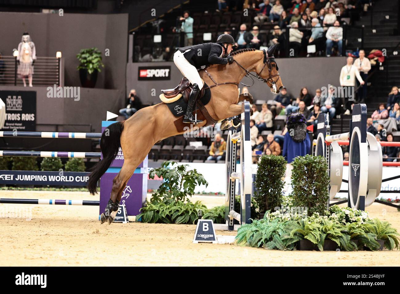 Andreas Schou of Denmark with Billy Matador during the Longines Grand Prix of Basel at the ...