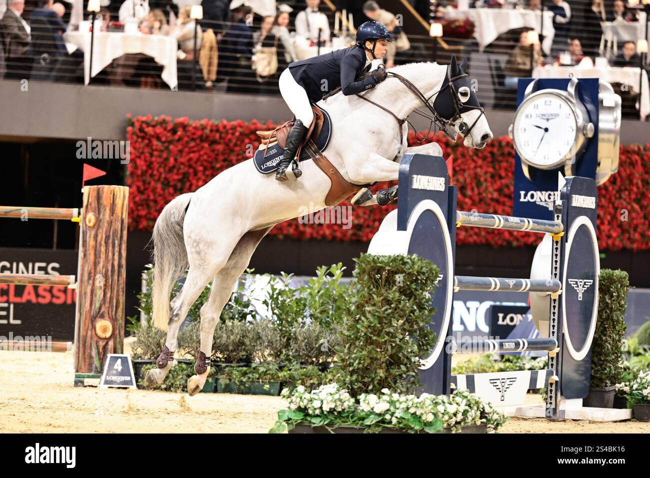 Jane Richard of Switzerland with Molly Mallone Z during the Longines ...