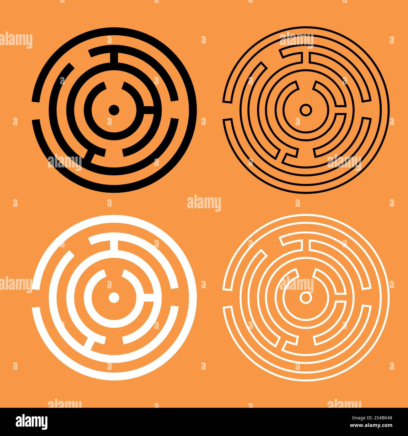 Circle maze or labyrinth black and white set icon Stock Vector Image ...