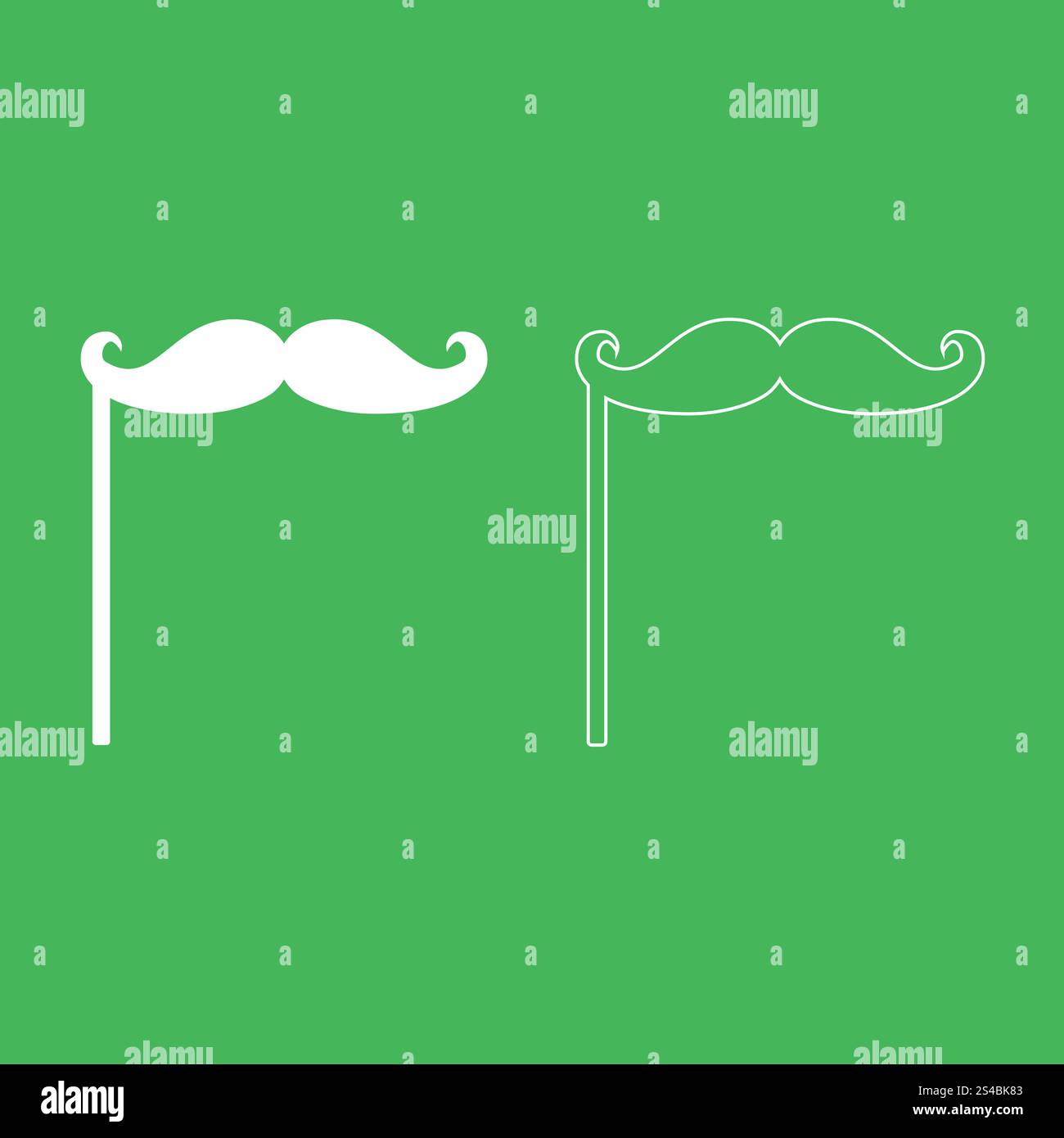 Mustaches on the stick icon . Illustration white color .. Mustaches on ...