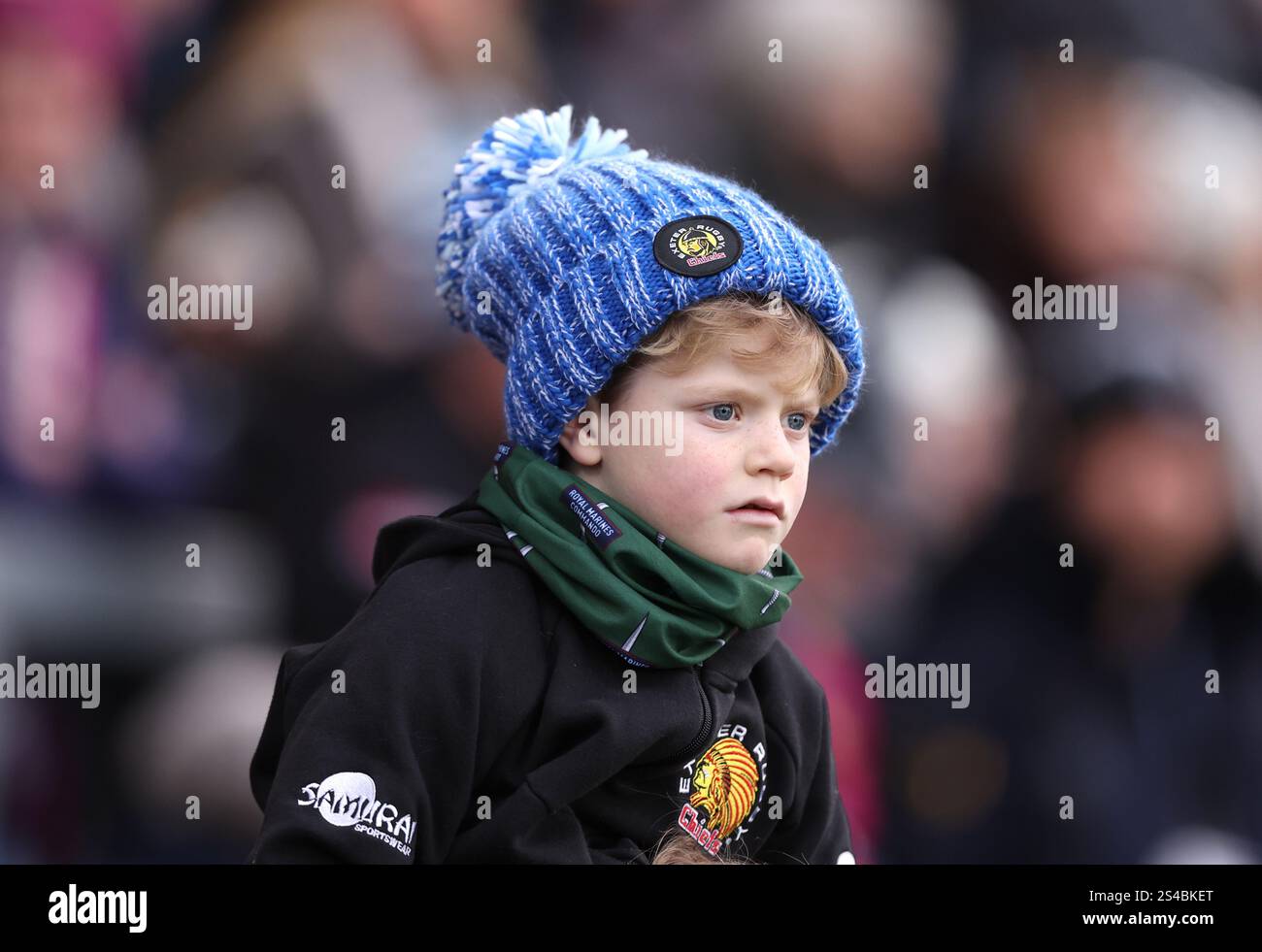 An Exeter Chiefs fan in the stands ahead of the Investec Champions Cup ...