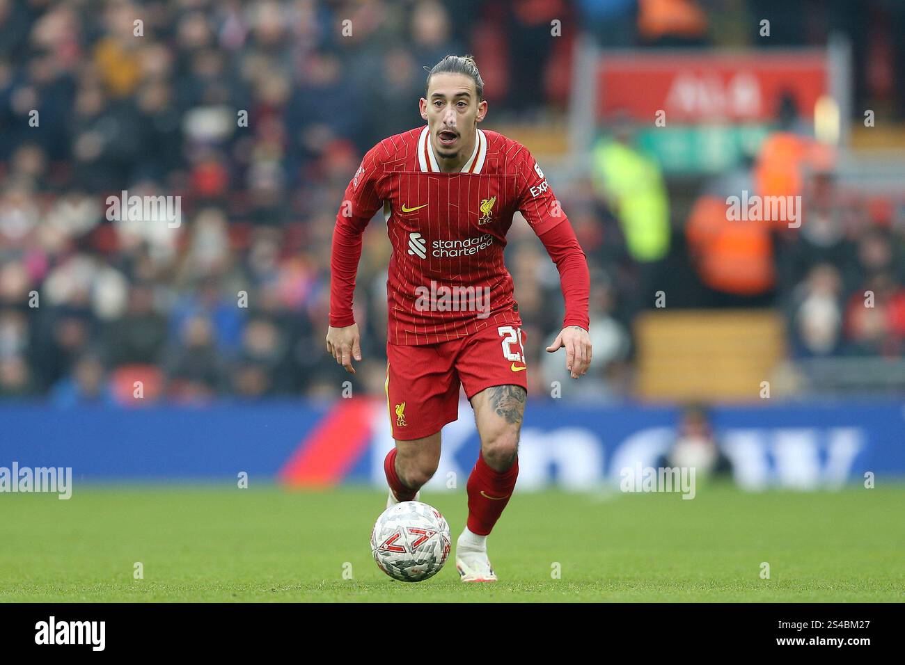 Liverpool, UK. 11th Jan, 2025. Kostas Tsimikas of Liverpool in action ...