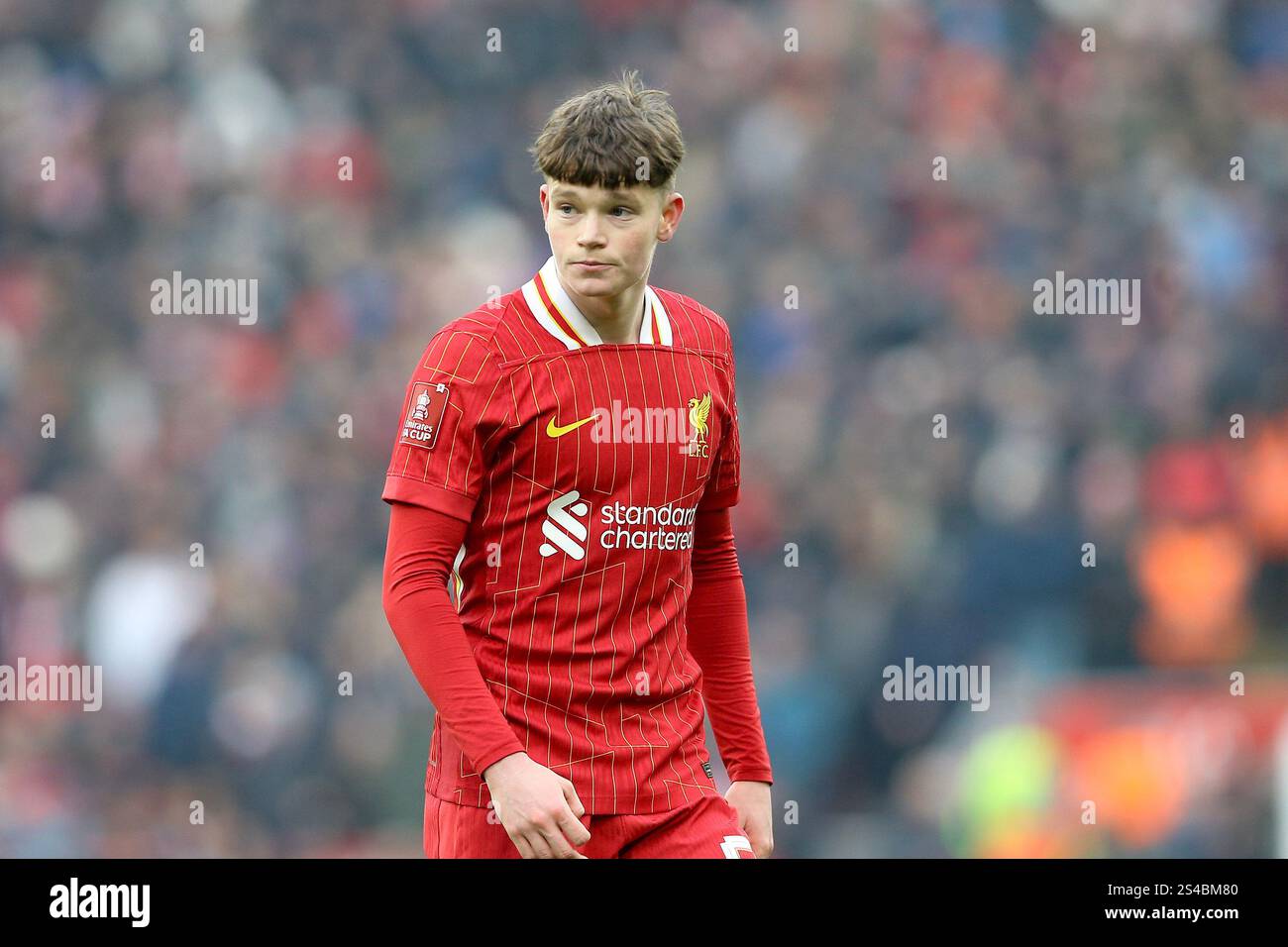 Liverpool, UK. 11th Jan, 2025. James McConnell of Liverpool looks on ...