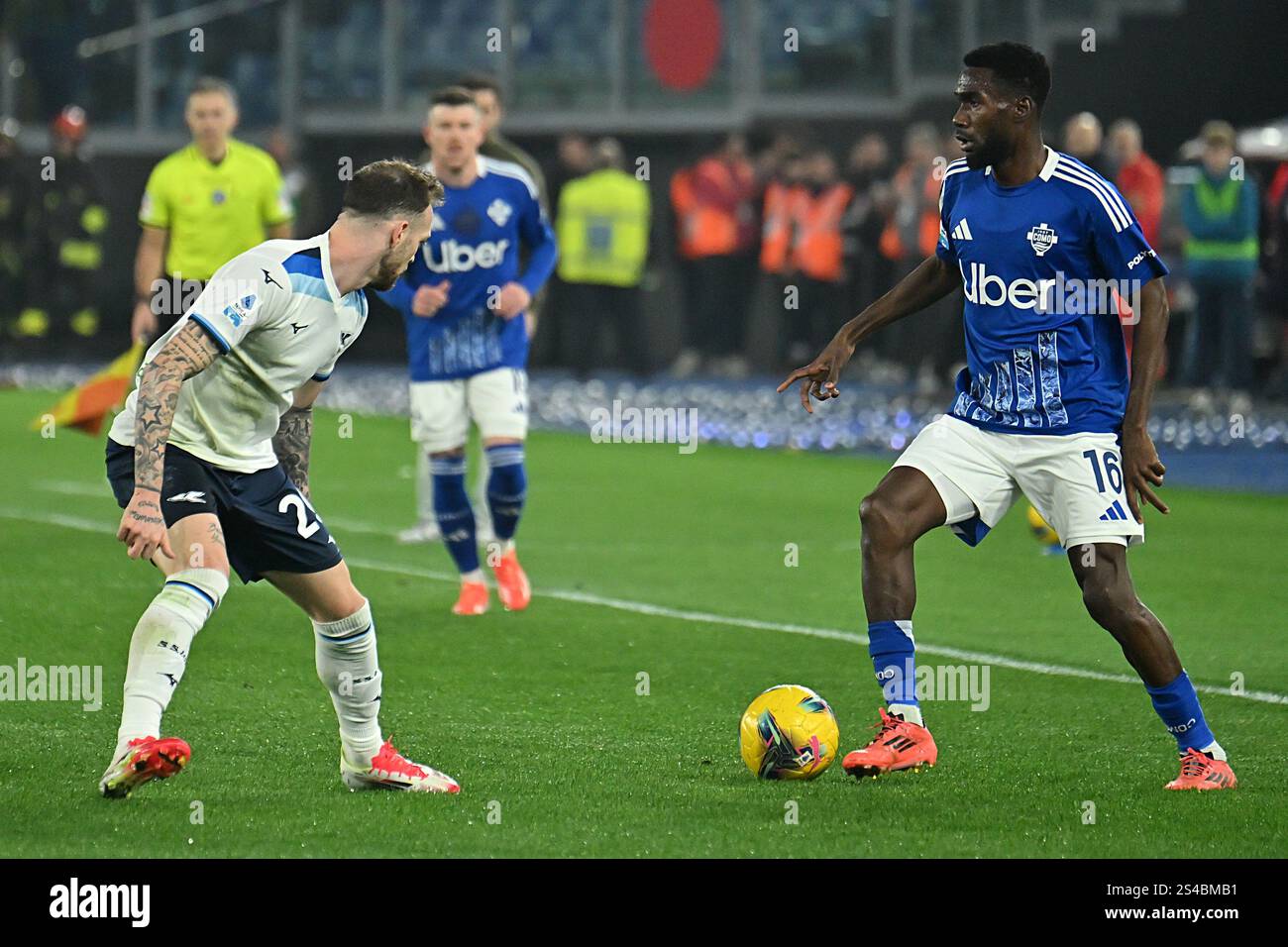 Rome, Lazio. 10th Jan, 2025. Manuel Lazzari of SS Lazio, Alieu Fadera of Como during the Serie A ...