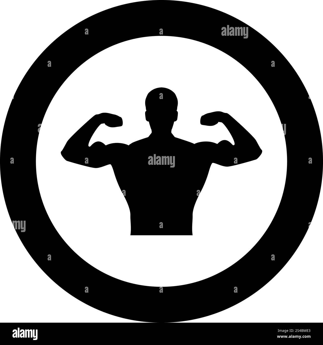 Bodybuilder icon black color in circle or round vector illustration ...