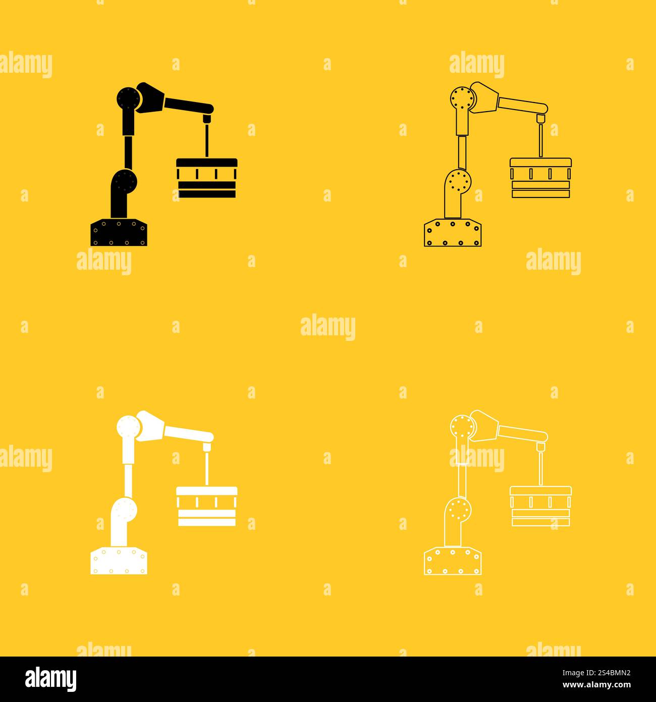 Robotic hand manipulator black and white set icon .. Robotic hand manipulator black and white ...