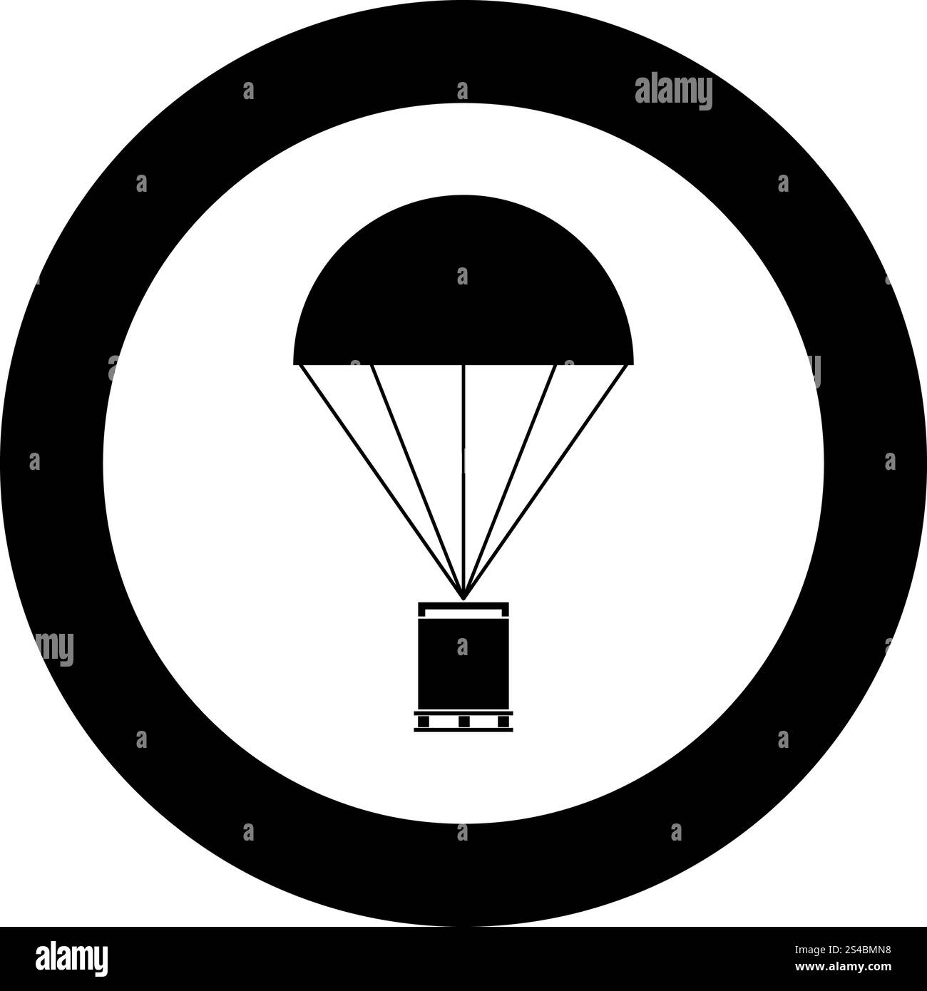 Parachute with cargo icon black color in circle or round vector ...