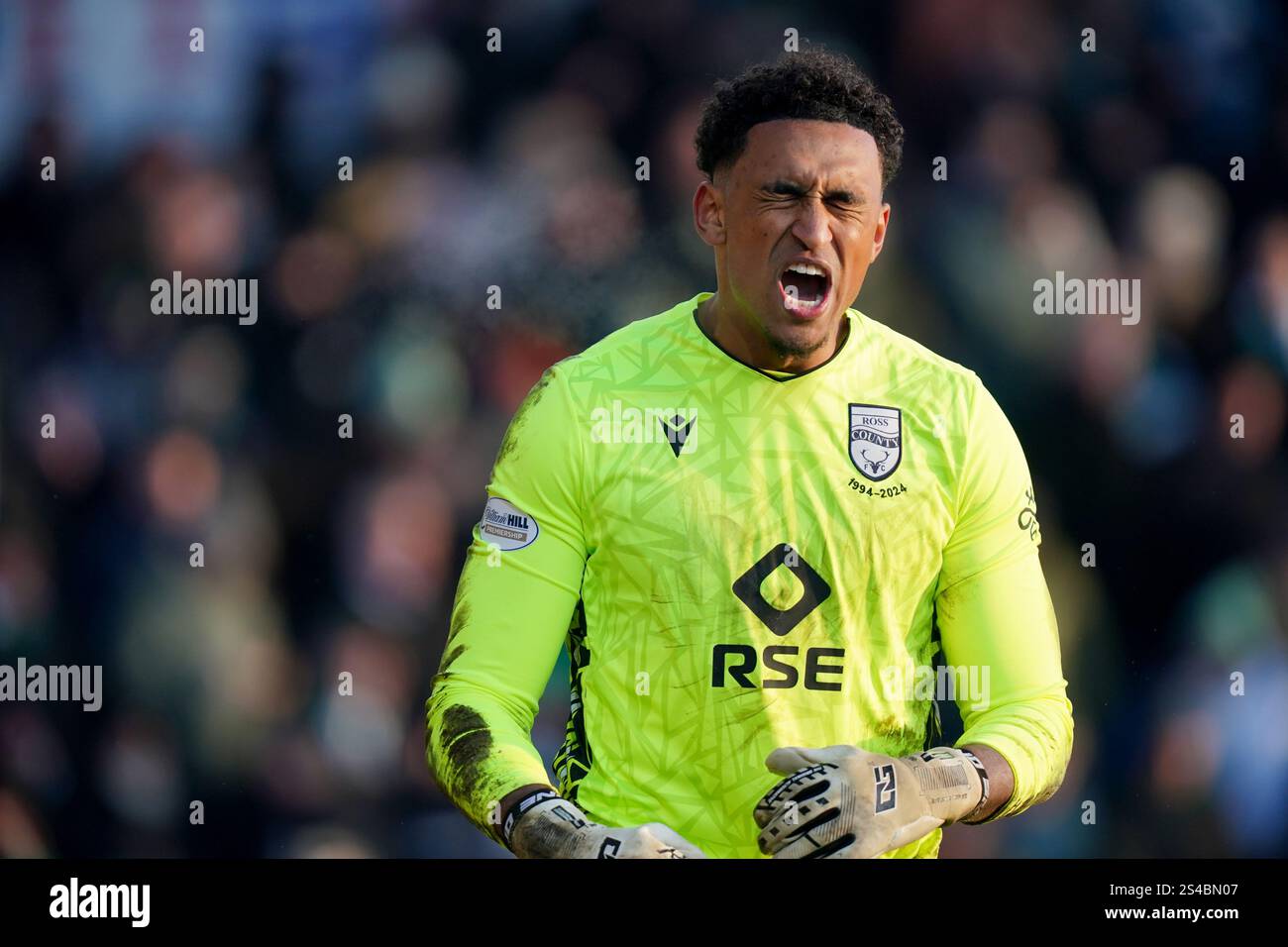 Ross County goalkeeper Jordan Amissah reacts during the William Hill ...