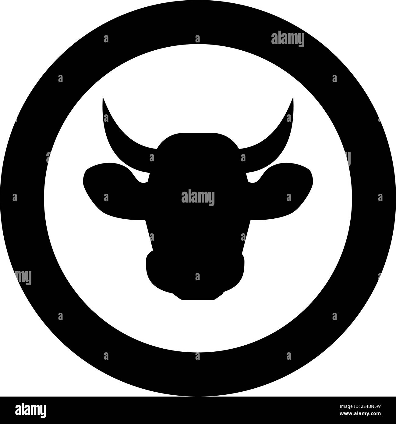 Cow head icon black color in circle vector illustration Stock Vector ...