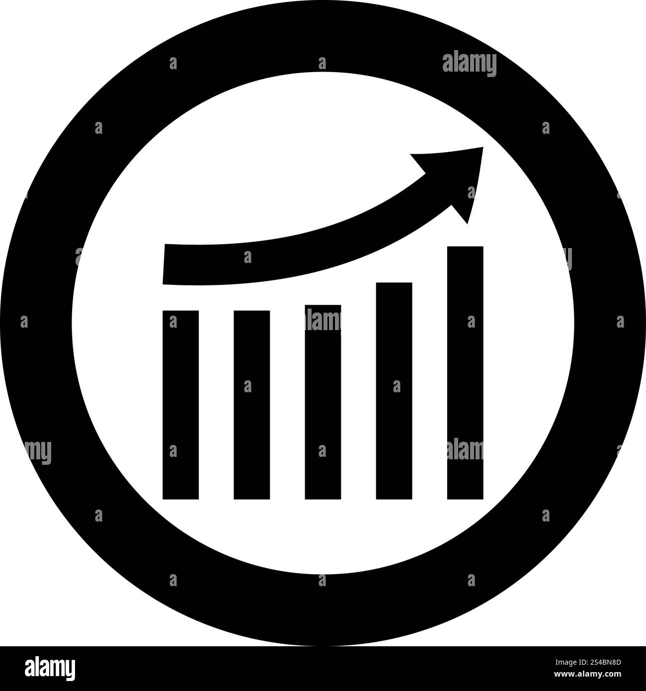 Growing graph black icon in circle vector illustration isolated flat ...