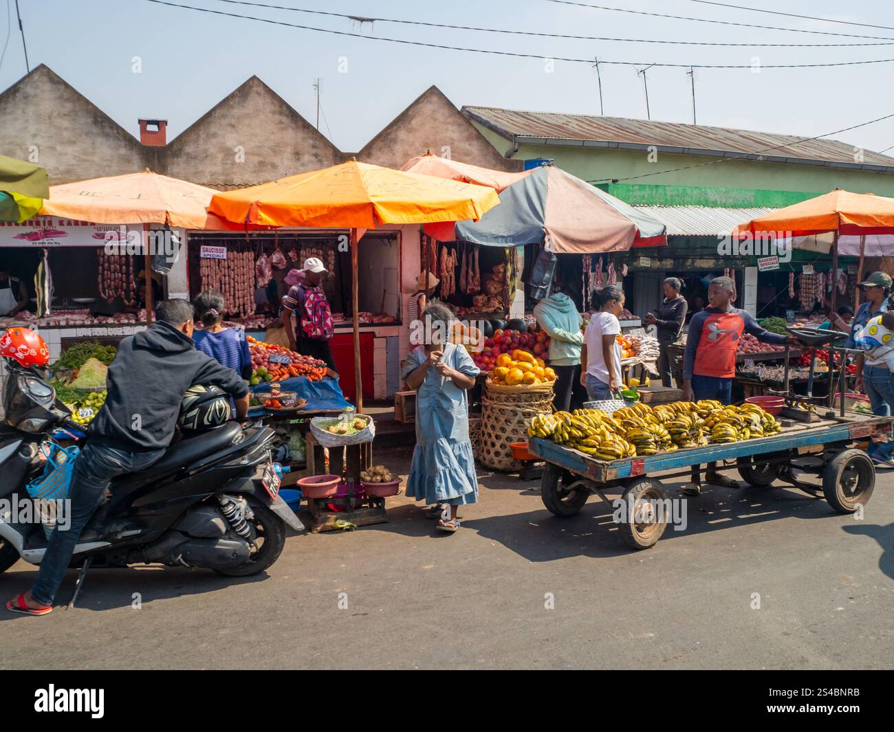 Antananarivo capital city of Madagascar island, street market and life ...
