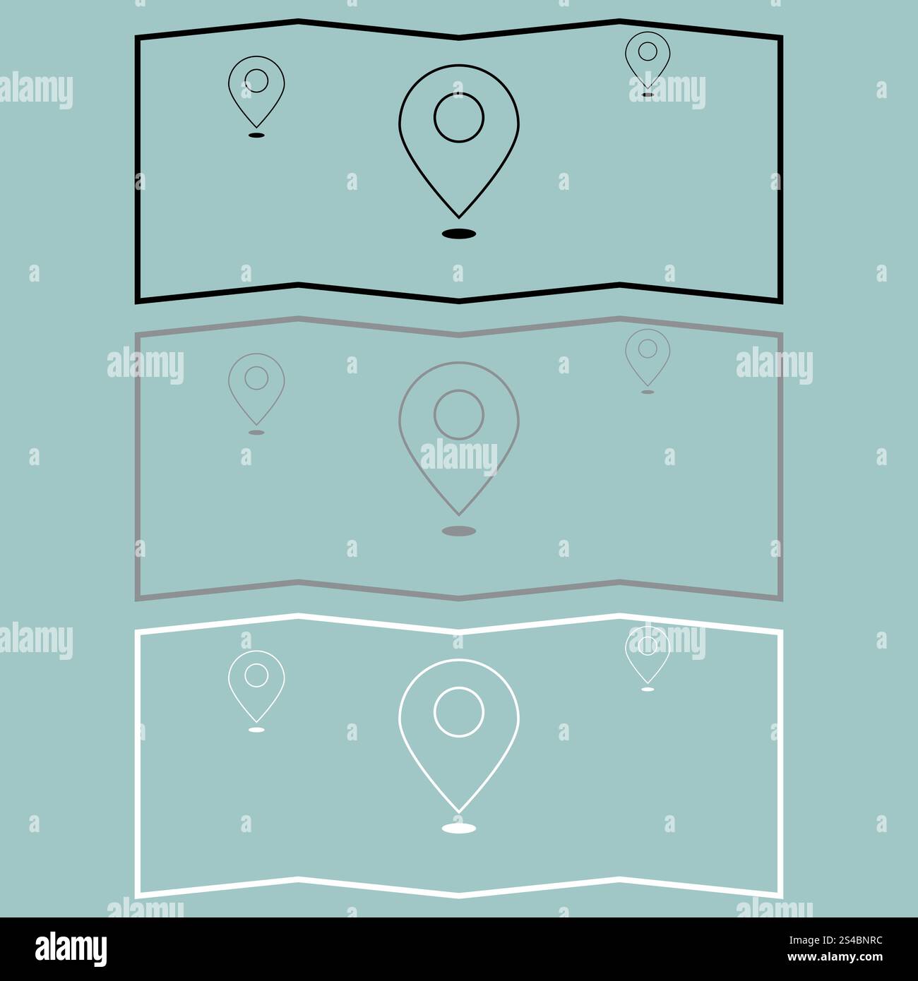 Map with symbol location icon.. Map with symbol location icon set Stock ...