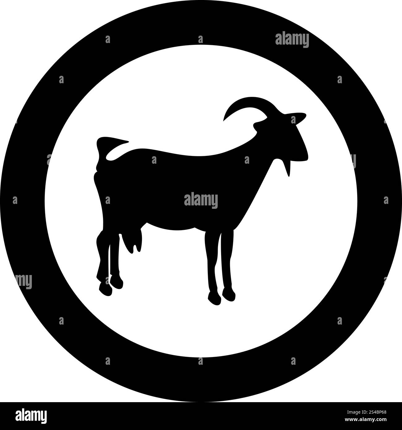 Goat black icon in circle vector illustration isolated Stock Vector ...