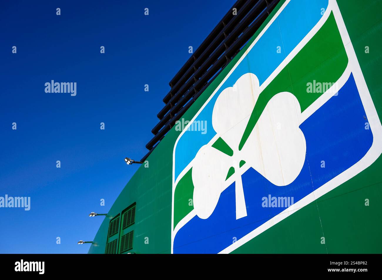 The Irish Ferries funnel logo on the Irish Sea ferry W.B.Yeats Stock ...