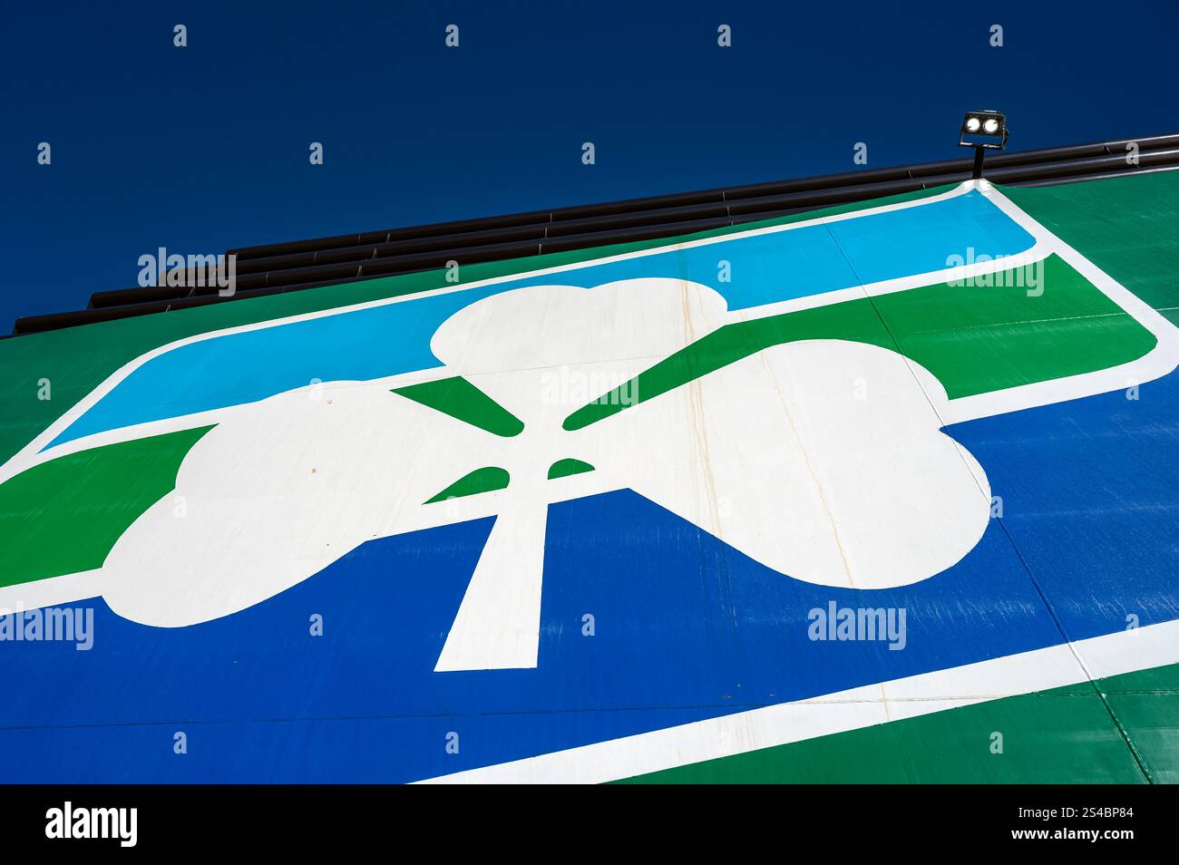 The Irish Ferries funnel logo on the Irish Sea ferry W.B.Yeats Stock ...