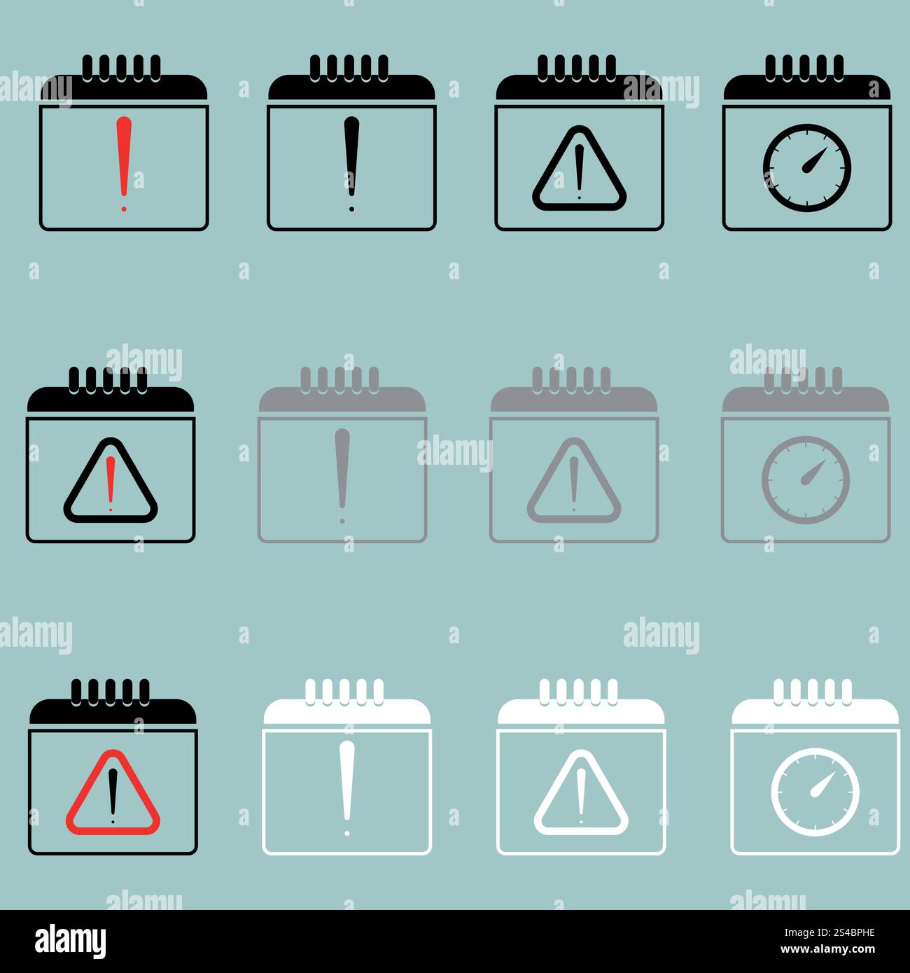 Calendar with sign attention clock icon.. Calendar with sign attention ...