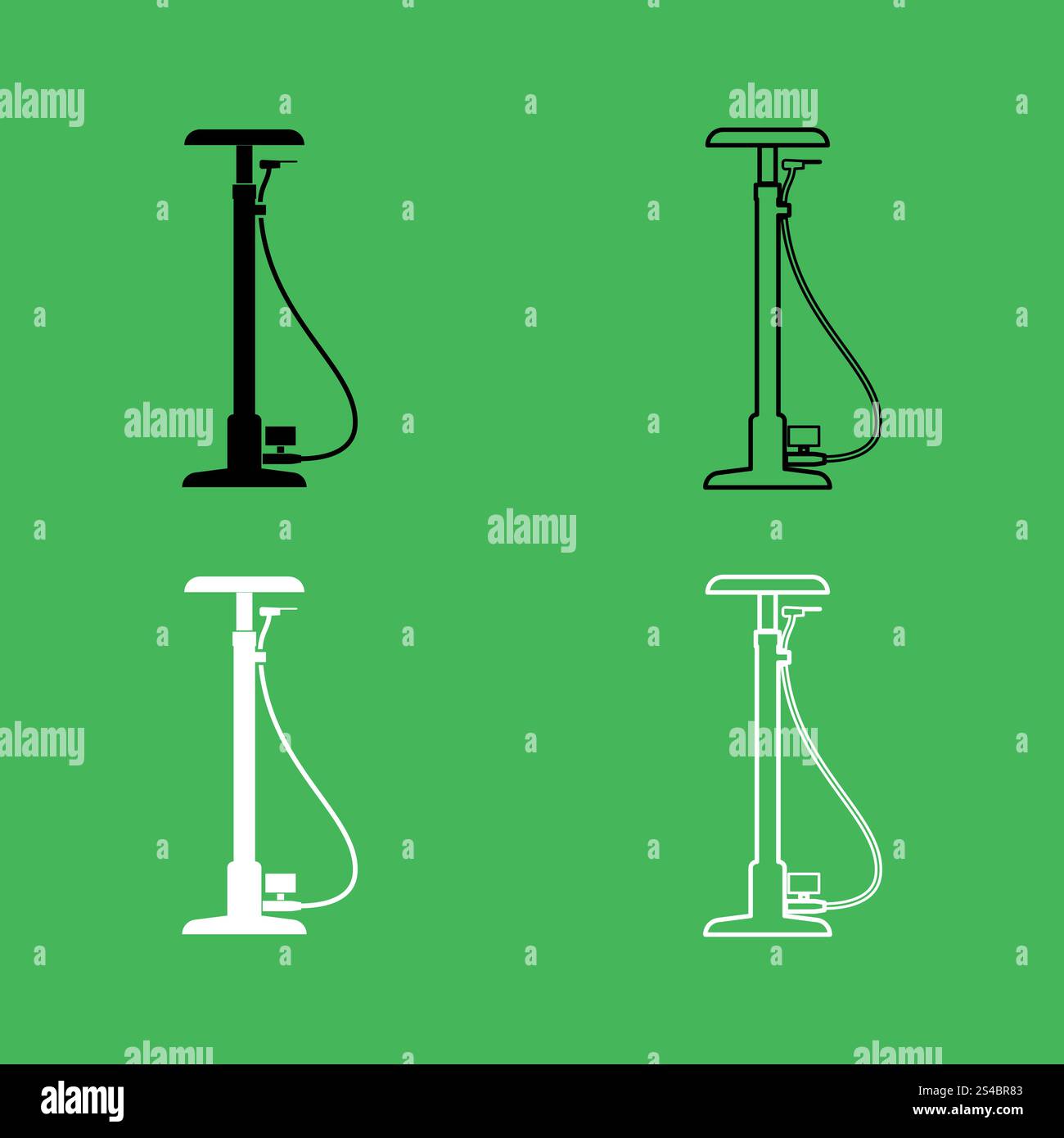 Bicycle pump icon Black and white color set . Bicycle pump icon . Black ...