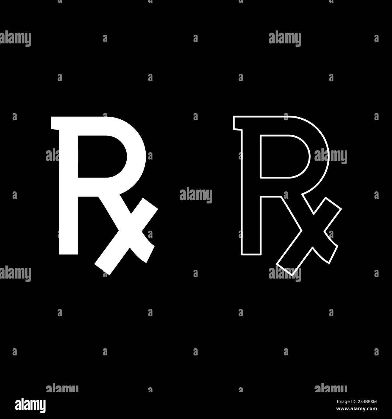 Rx symbol prescription icon set white color vector illustration flat ...